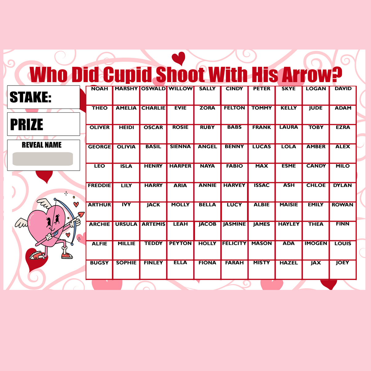 Fundraising Scratch Card Who Did Cupid Shoot With His Arrow? Valentine ...