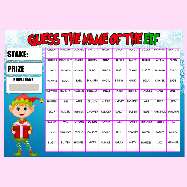 Guess the Name of Elf Fundraising Game Christmas Fete Fayre A4 ...