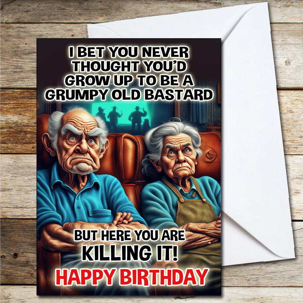 Funny Rude Birthday Card for Dad Brother Mother Mum Mam Grumpy ...