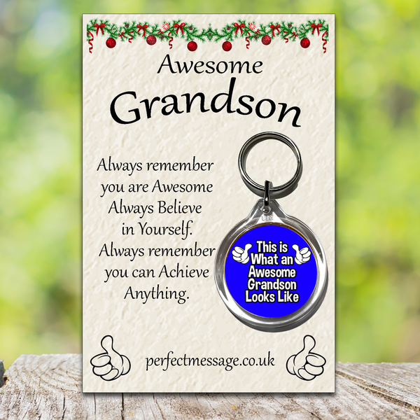 Awesome Grandson Keyring – Perfect Message